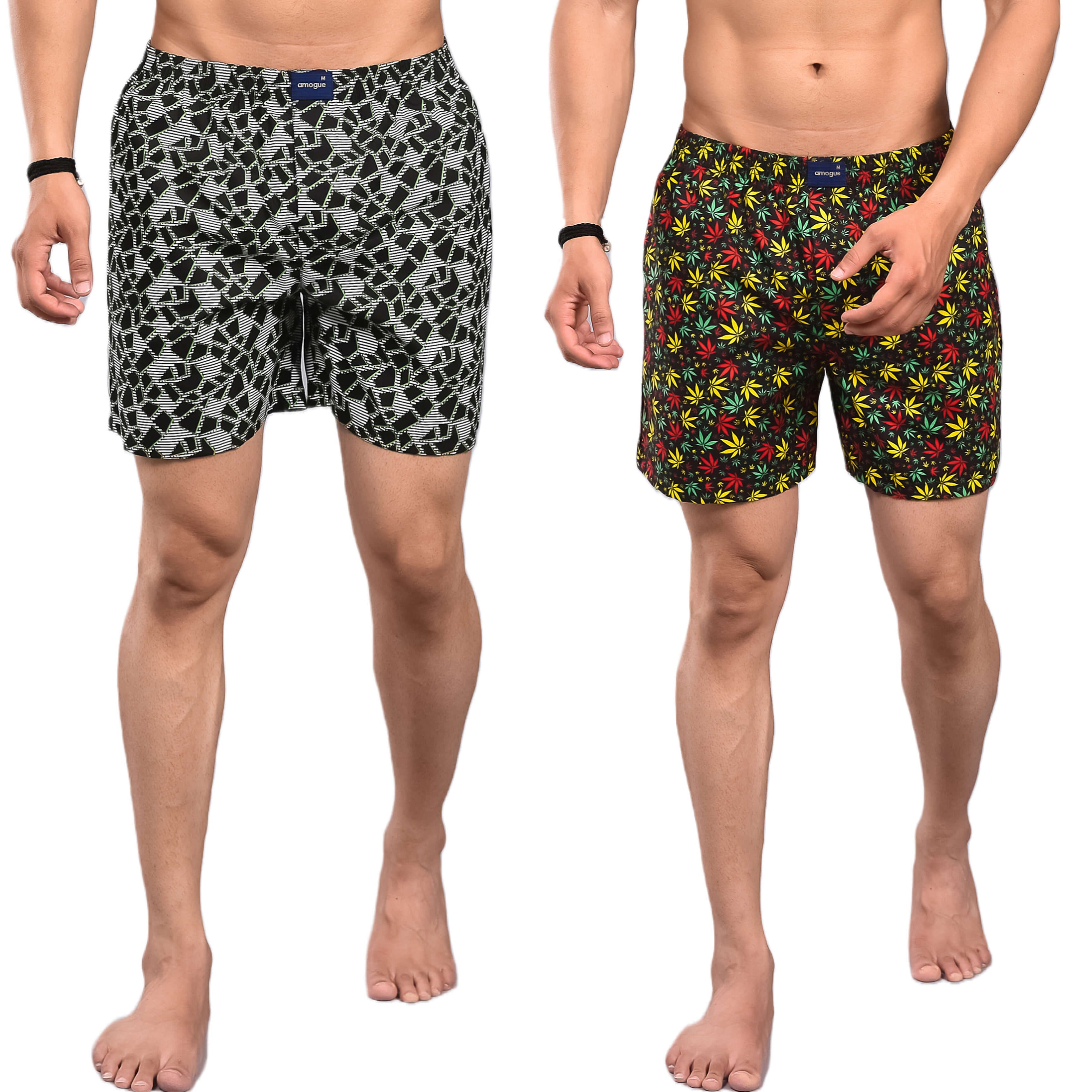 Stone Leaf Printed Cotton Boxers For Men – Amogue