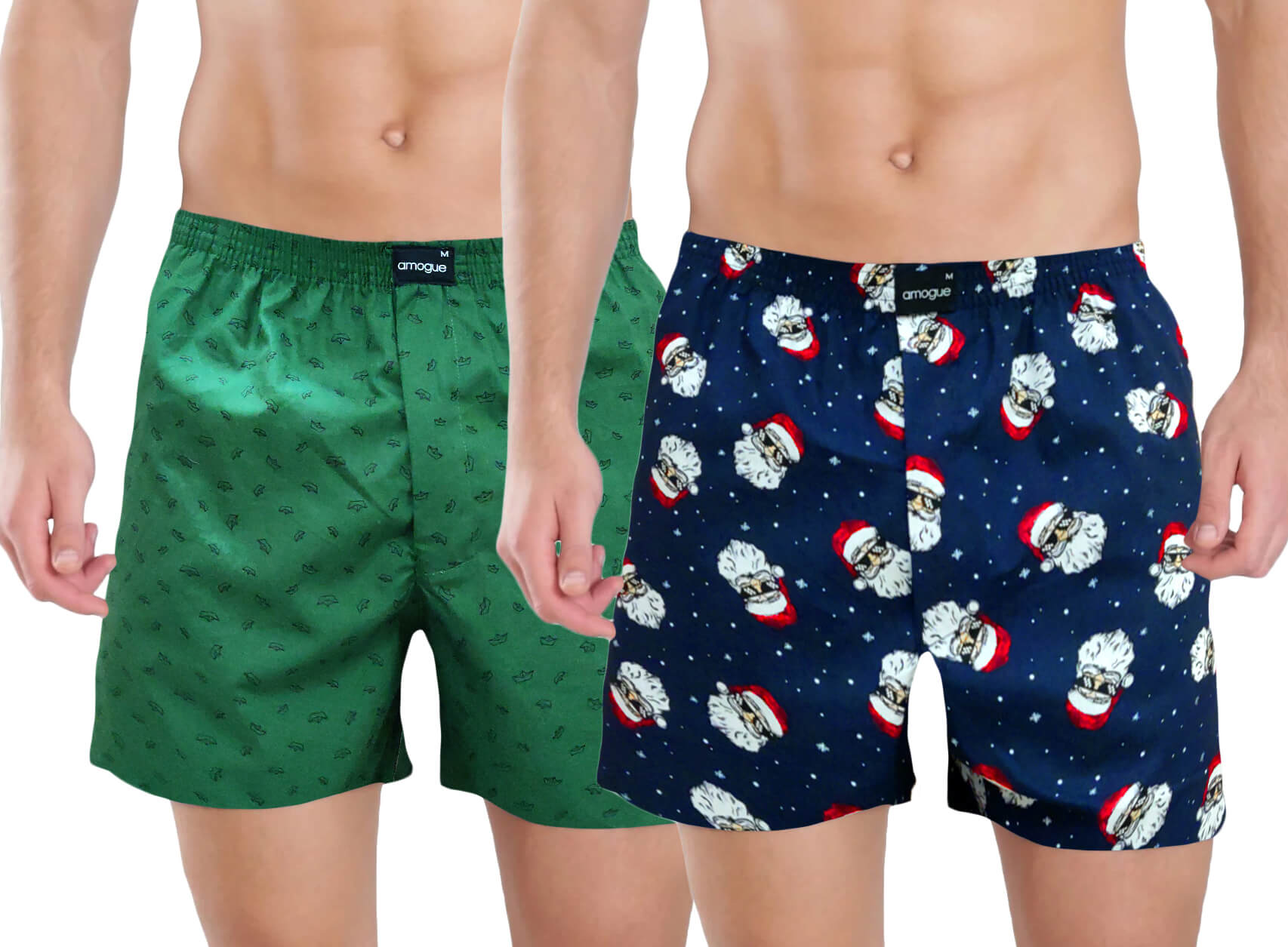 Boat Santa Printed Premium Cotton Boxers Combo | Amogue