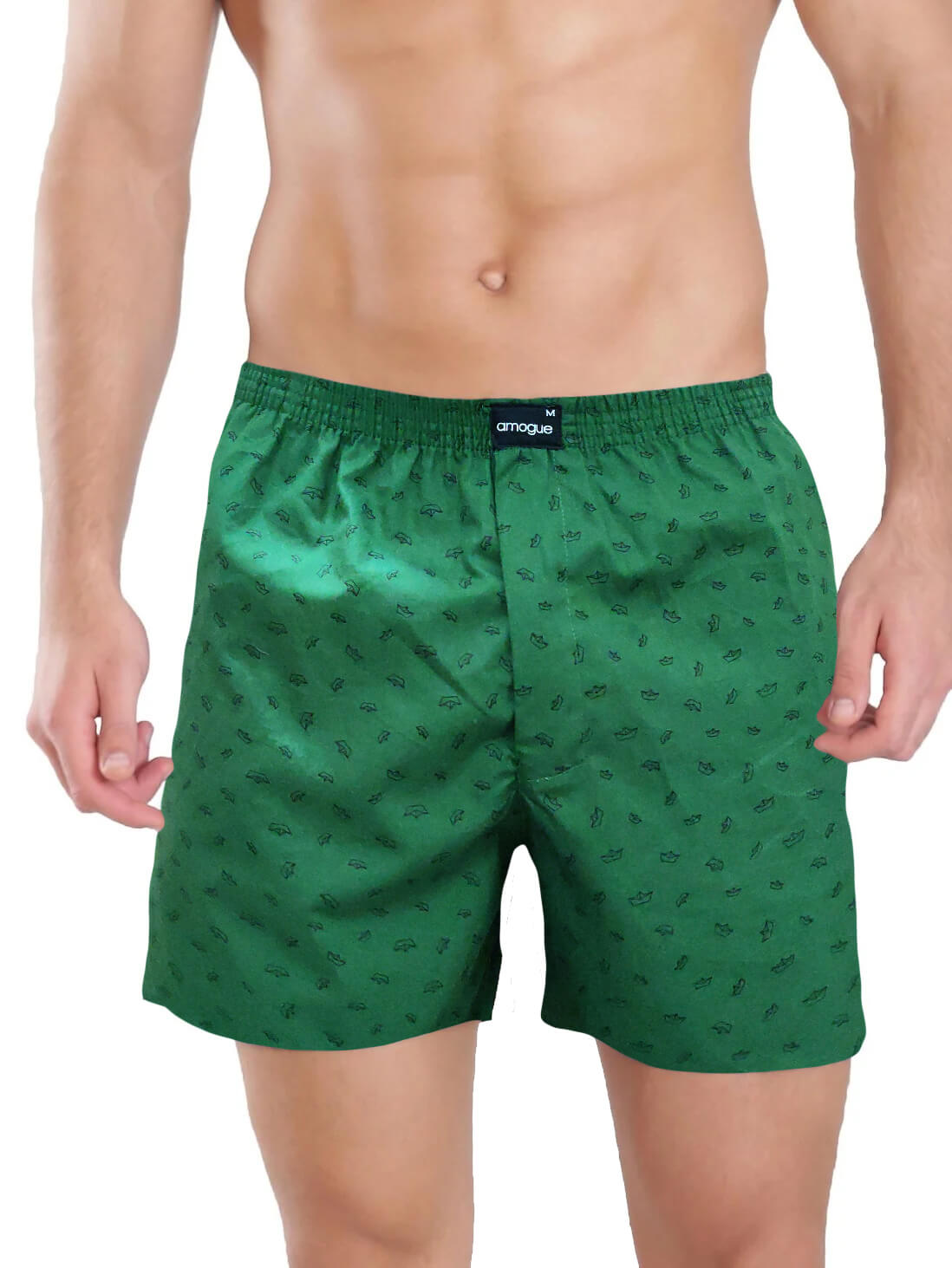Green Printed Cotton Boxers | Amogue